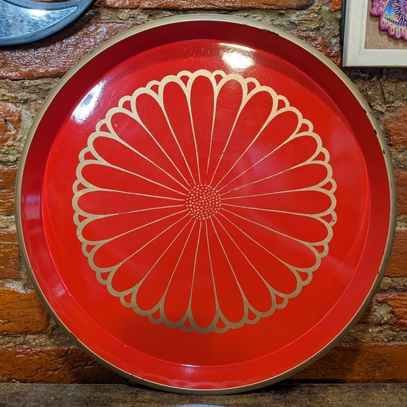 Accents | Midcentury Modern Vintage Red Floral Serving Tray | Poshmark